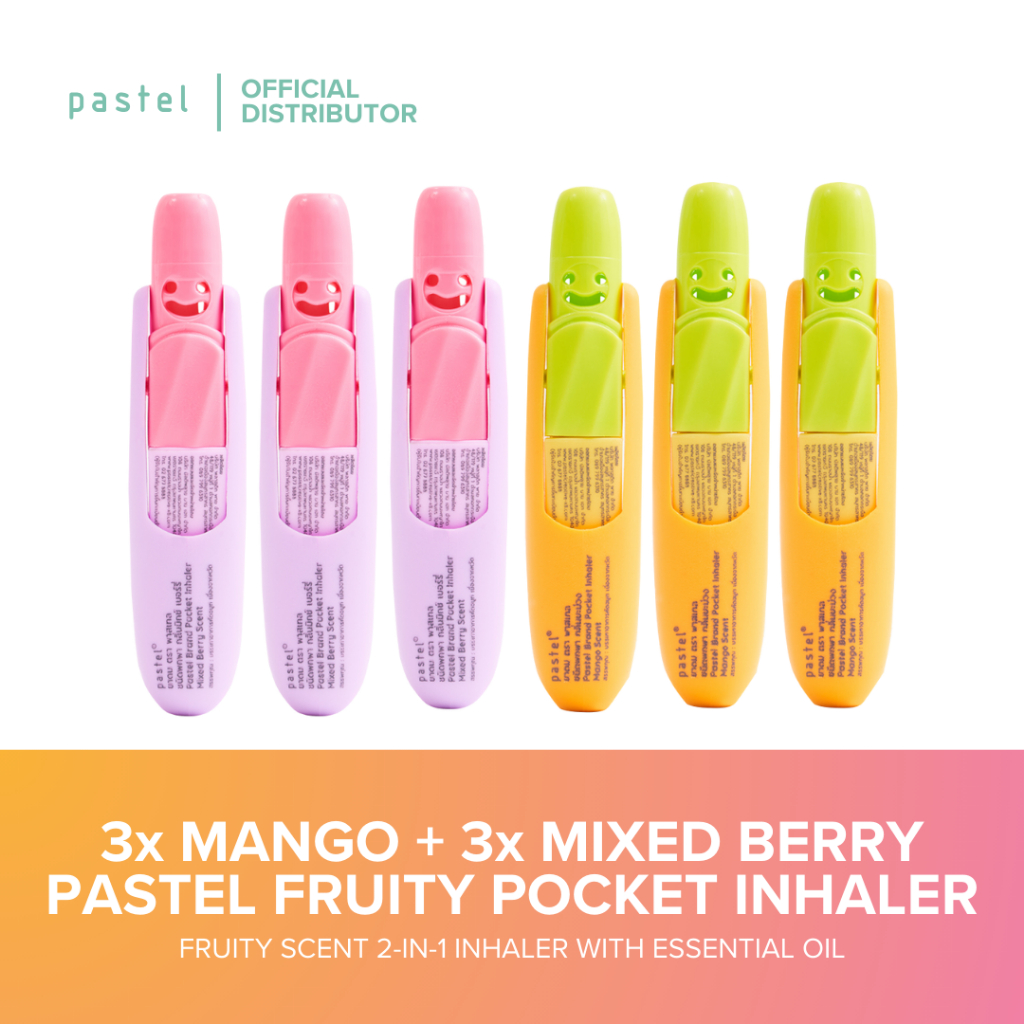 PASTEL Fruity Mango (x3) + Mixed Berry (x3) Scent Pocket Inhaler (1.5ml ...
