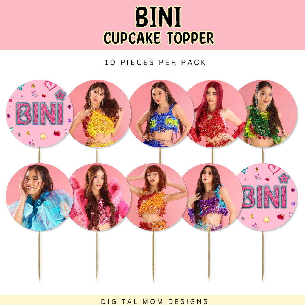 (10 pcs per pack) Bini Cupcake Toppers - Bini Party Decorations ...