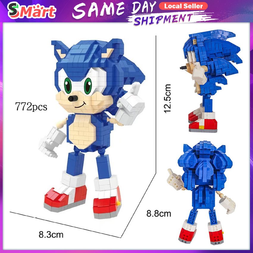 Cartoon Sonic Building Blocks Action Figure Bricks Assemble Educational ...
