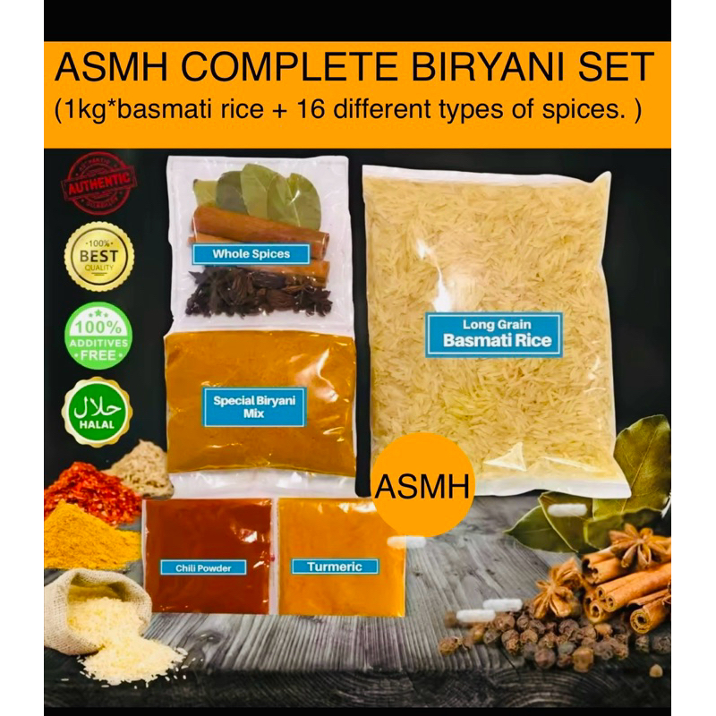 Biryani Rice And Spices Complete Set(1kg Premium Basmati Rice + Biryani ...