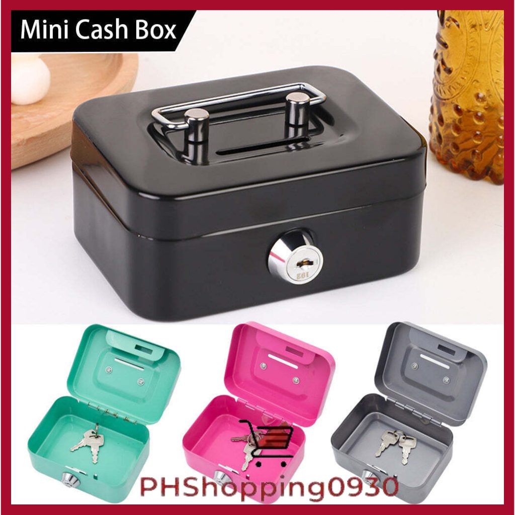 Small Money Safe Box Lockable Cash Box with Keys Portage Metal Sturdy ...