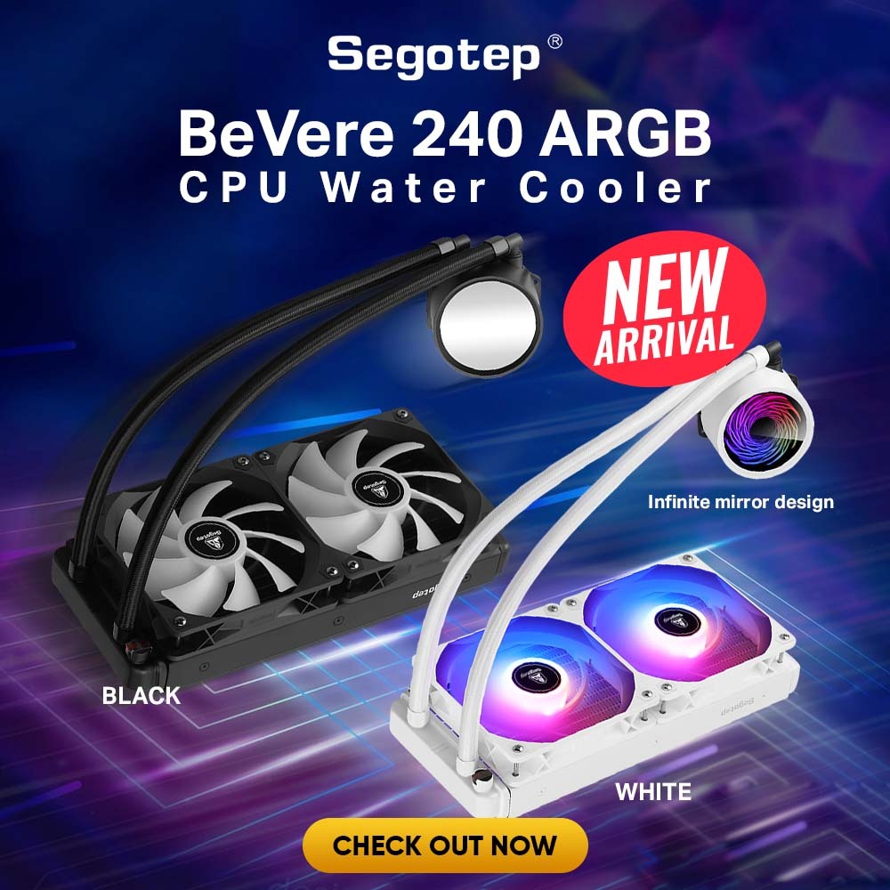 Segotep BeVere 240mm ARGB CPU Water Cooler (Black, White) | Shopee ...