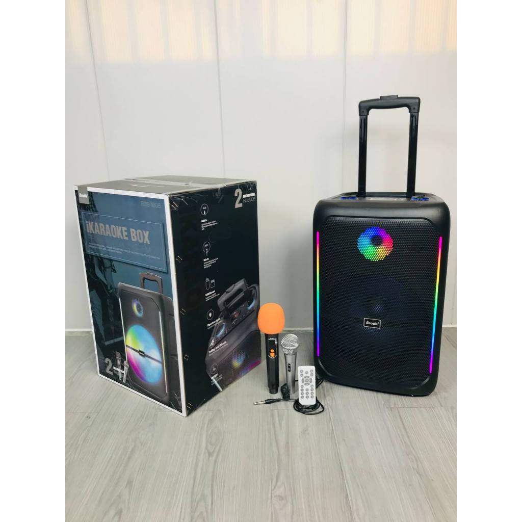 BTS-1808 Brudo Subwoofer Bluetooth Karaoke Speaker with 2pcs Microphone ...