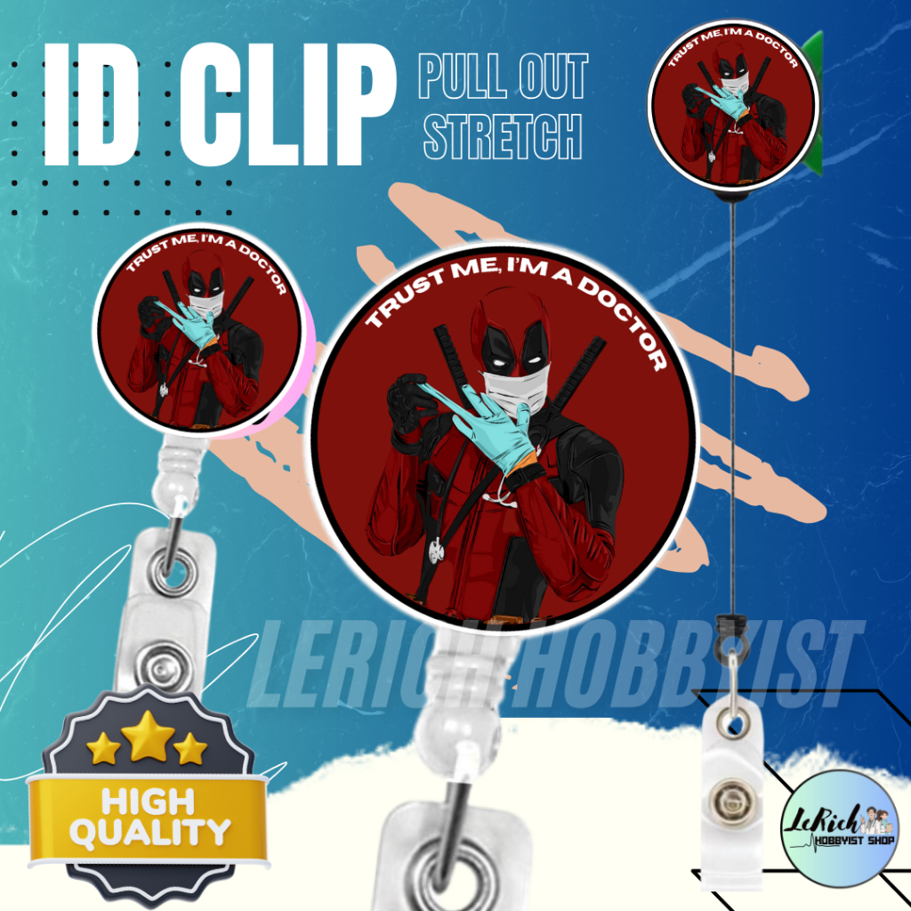ID Clip Medical inspired deadpool minion retractable id holder pull out ...
