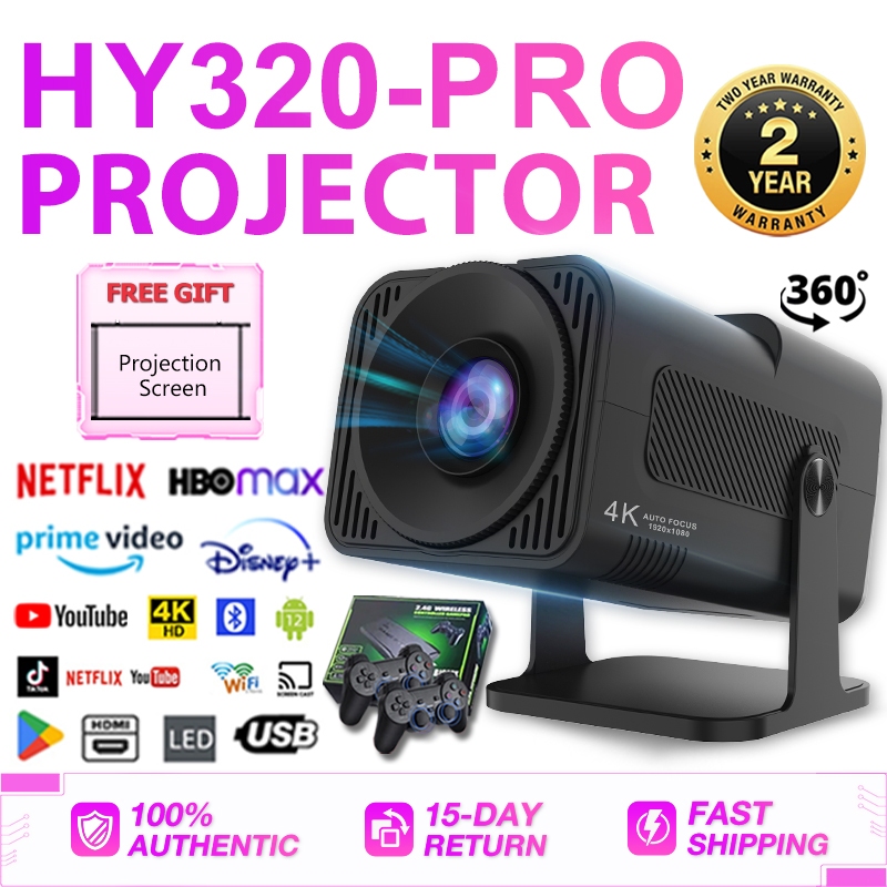 HY320 Smart Projector 4K FHD 1080P Mini Projector Portable Projector ...