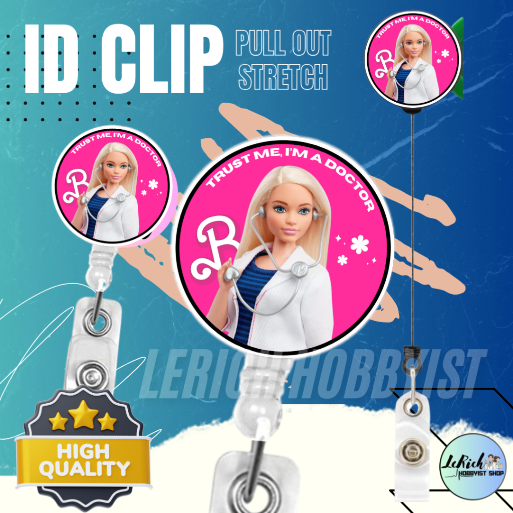 ID Clip Medical barbie inspired retractable id holder pull out stretch ...