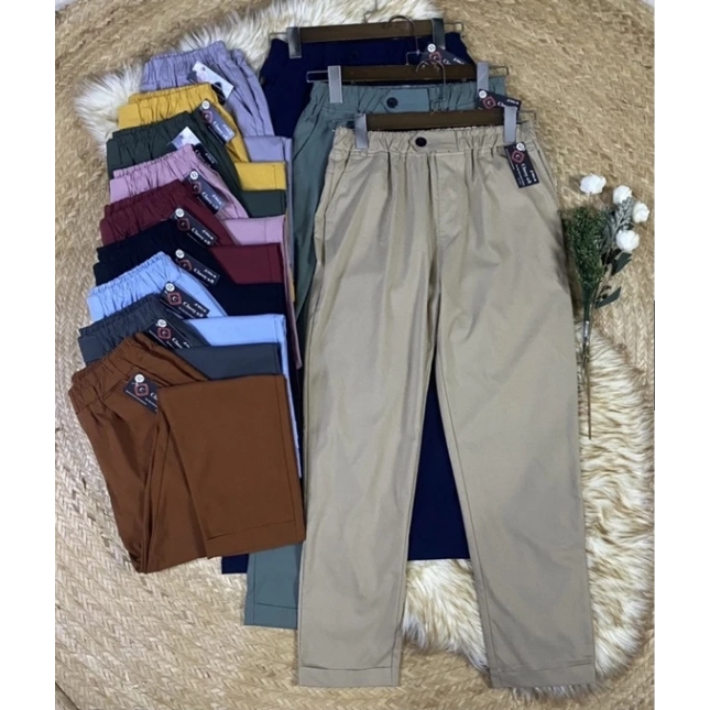 S-5XL candy pants with button for women stretchable plain pants Many ...