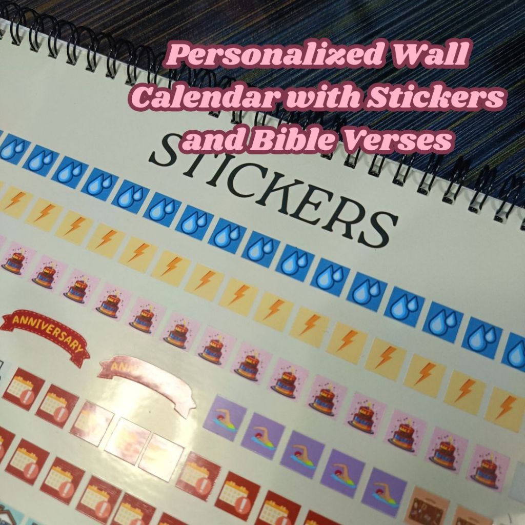 12-page Wall Calendar with Bible Verses and Reminder Stickers for Dues ...