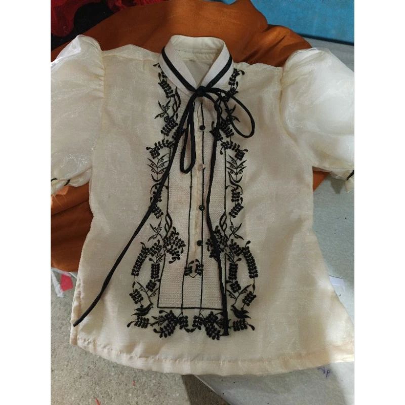 black ribbon embroidery lady barong | Shopee Philippines