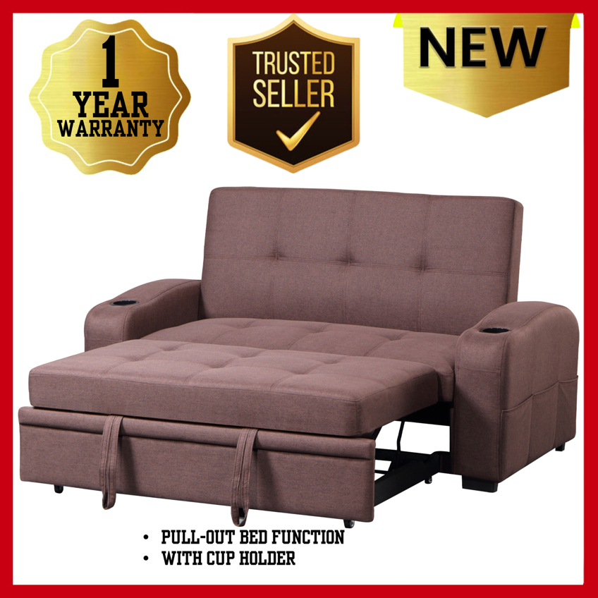 Tamara Convertible Sofa with Pull-Out Bed and Cup Holder | Shopee Philippines