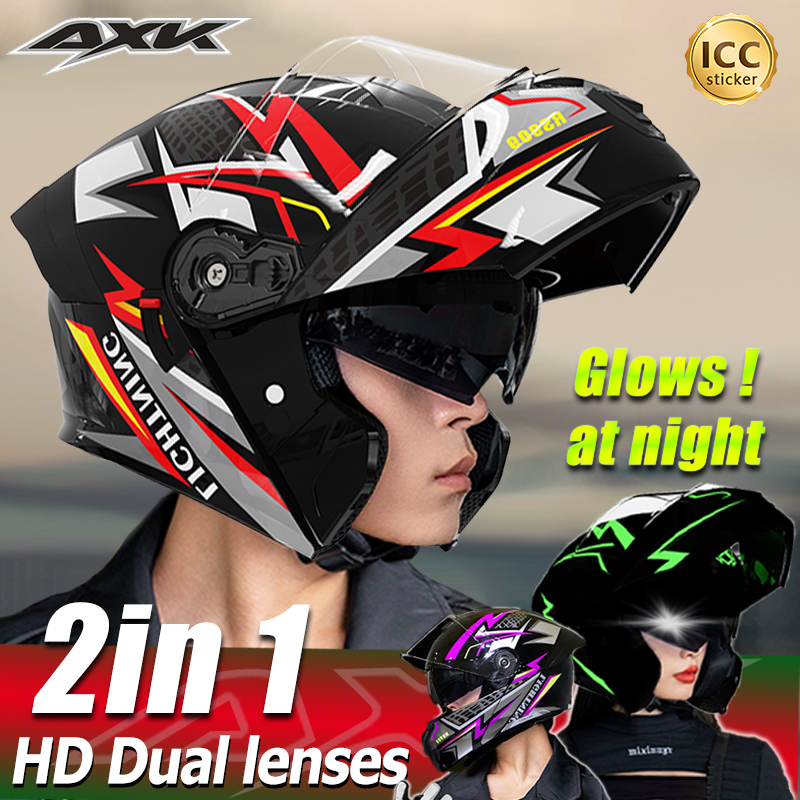 AXK Modular helmet 909Motorcycle modular helmet Full face Glows at ...