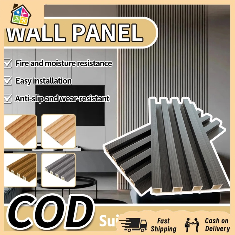 WPC Fluted Wall Panel Sticker Waterproof Grille Design Ecological Board ...