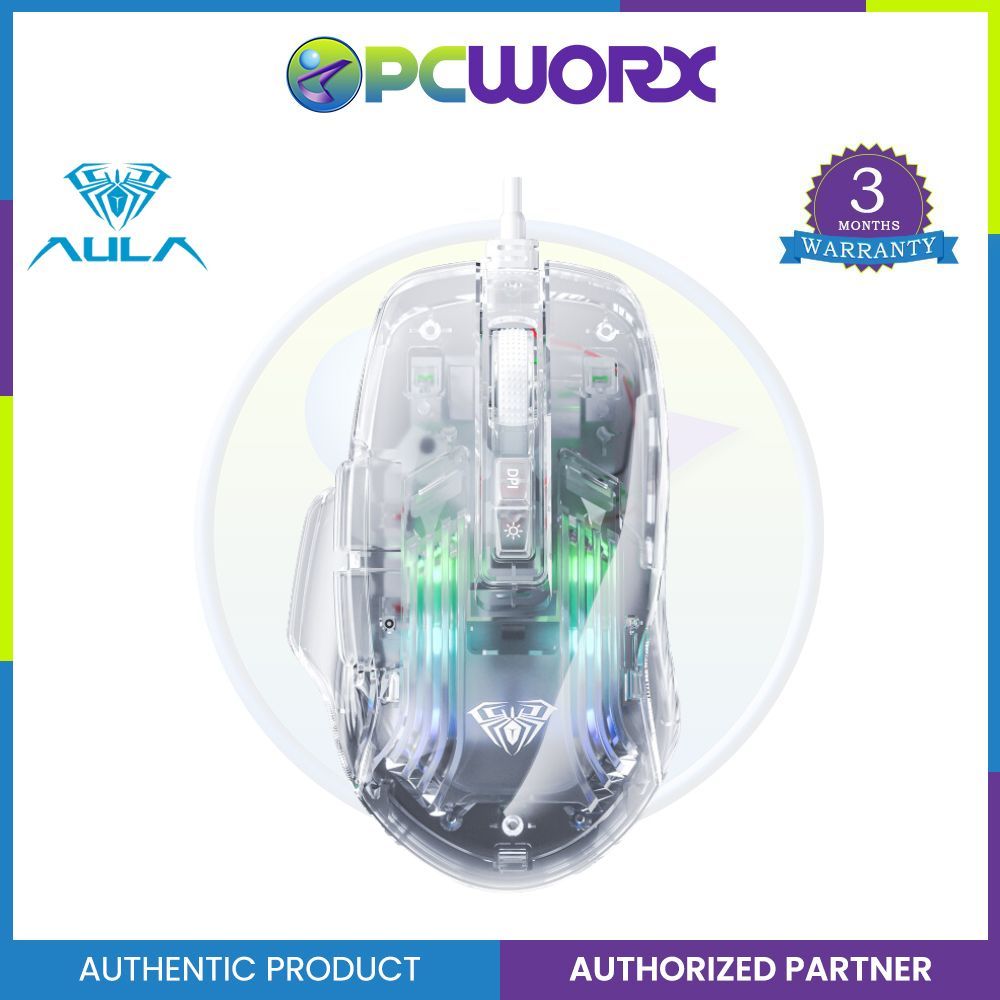 AULA S80 RGB backlit Optical Good-looking White Transparent Wired ...
