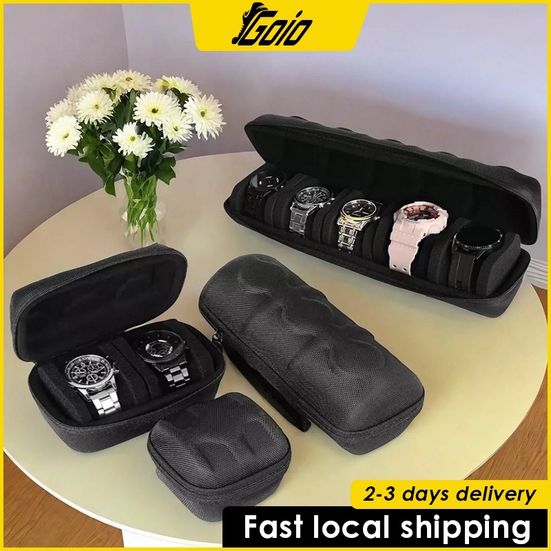 Watch Box For Men Watch Travel Case Organizer Black 5 Slot Watch Roll ...