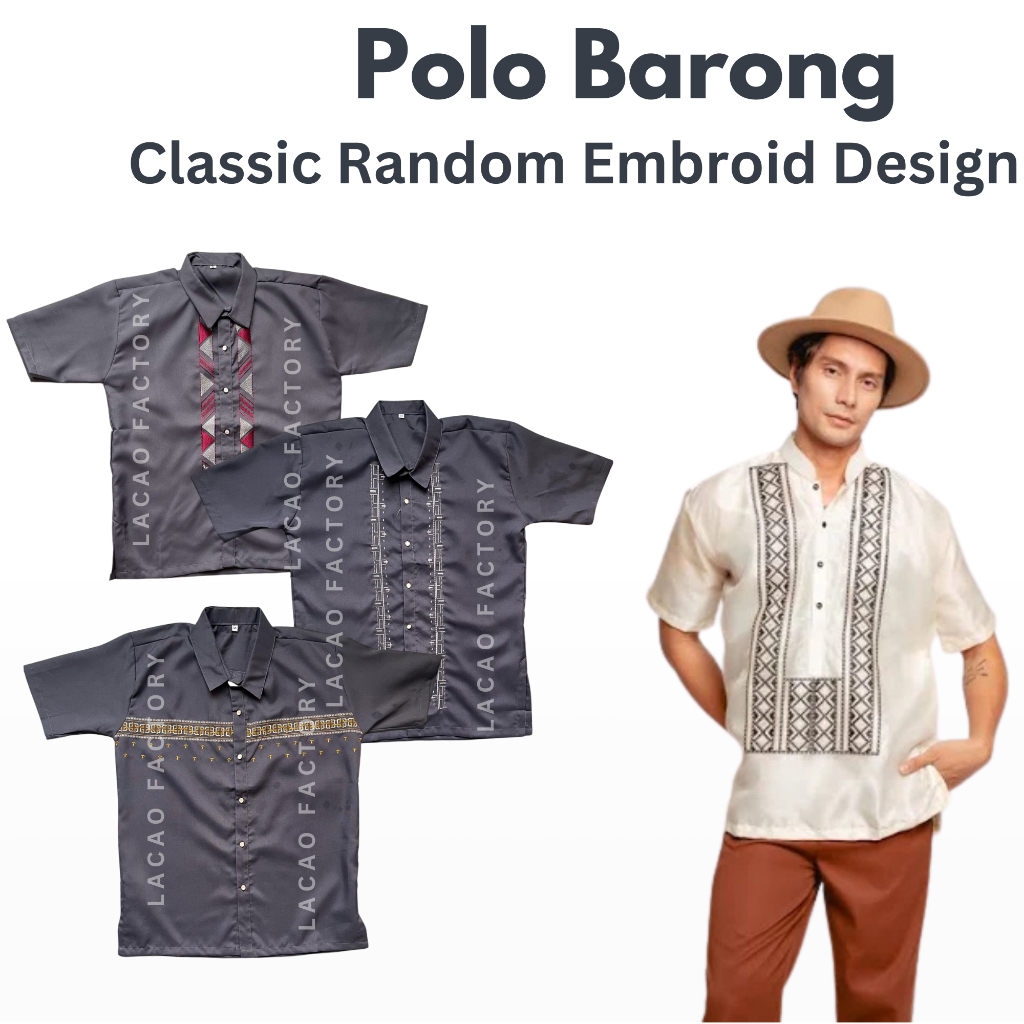 Lacaofactory2 Polo Barong Detailed Random Embroid Formal Attire Full ...