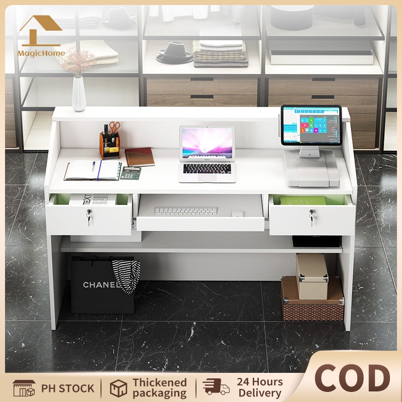 COD Reception Desk Cashier Counter Desk Multifunctional Table With Lock ...