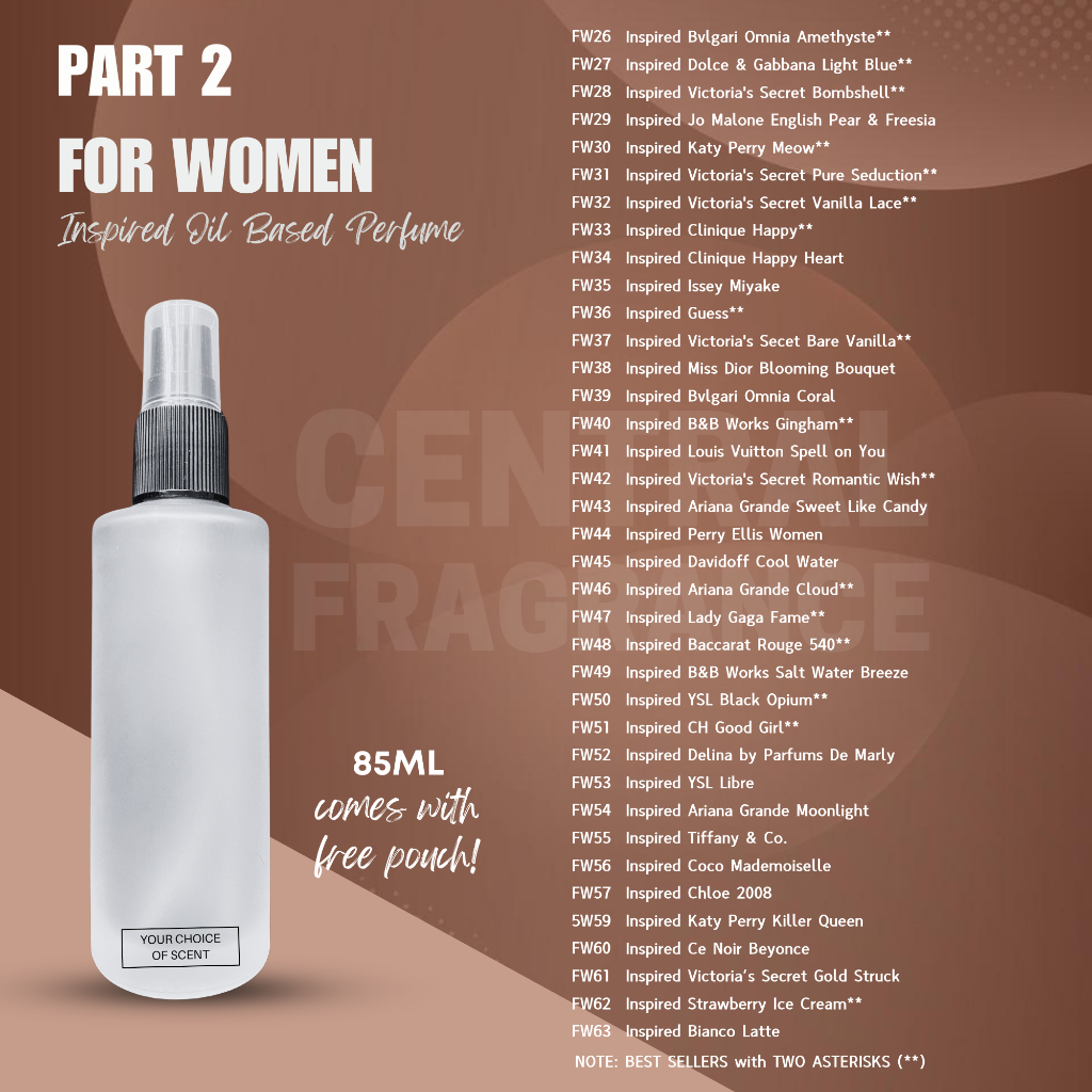 COD - ( PART 2 ) 85ml Oil Based Perfume for WOMEN by CENTRAL FRAGRANCE ...