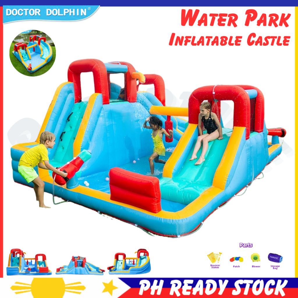 DOCTOR DOLPHIN Inflatable castle fountain kids swimming pool water park ...
