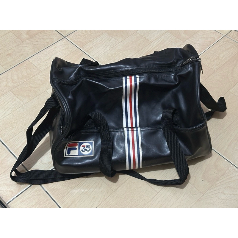FILA Travel Bag (3-way), BLACK, Vegan Leather (PRELOVED) | Shopee ...
