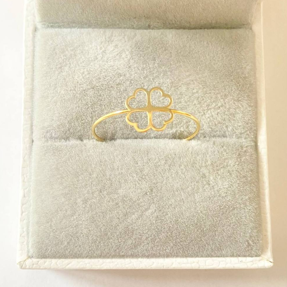 Pawnable 18K Gold Clover Heart Skinny Ring | Shopee Philippines