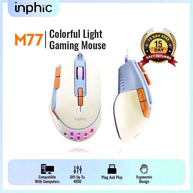 INPHIC eSports Wired RGB Gaming Mouse 2 Colors RGB Mouse Basic Mouse ...