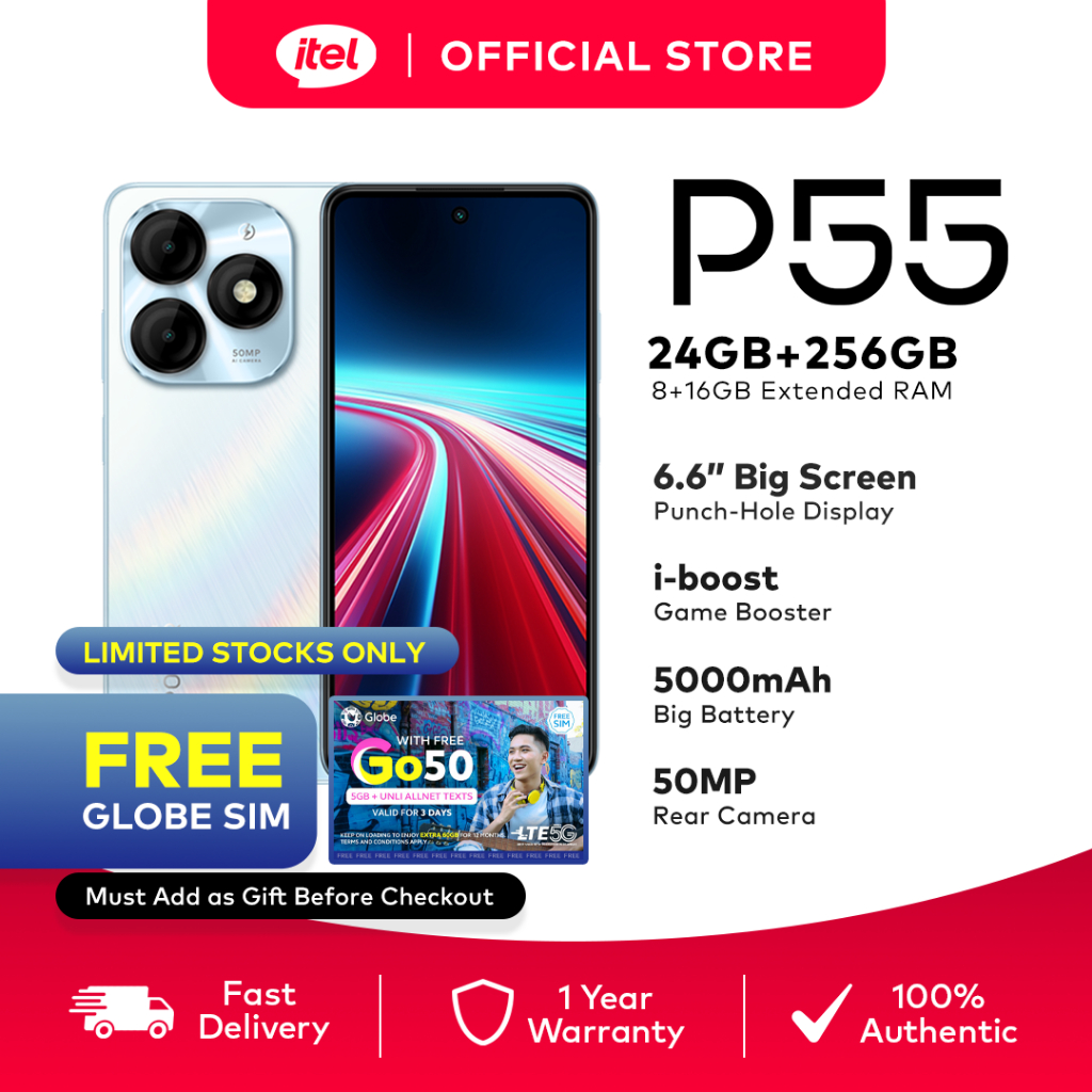 itel P55 RAM 24GB(8+16GB) + ROM 256GB | 90HZ Refresh | 50MP Dual Camera ...
