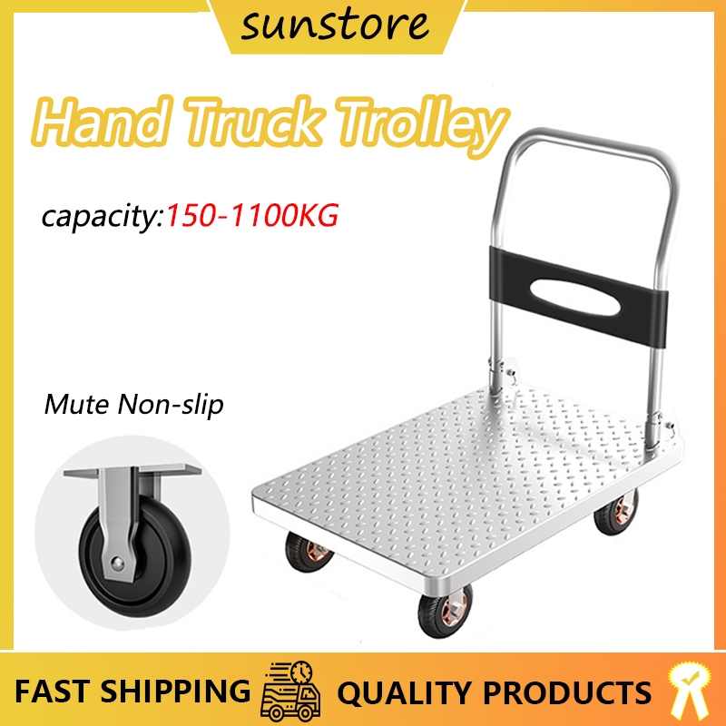 Hand Push Cart Foldable Trolley Cart Portable Handtruck Heavy Duty ...