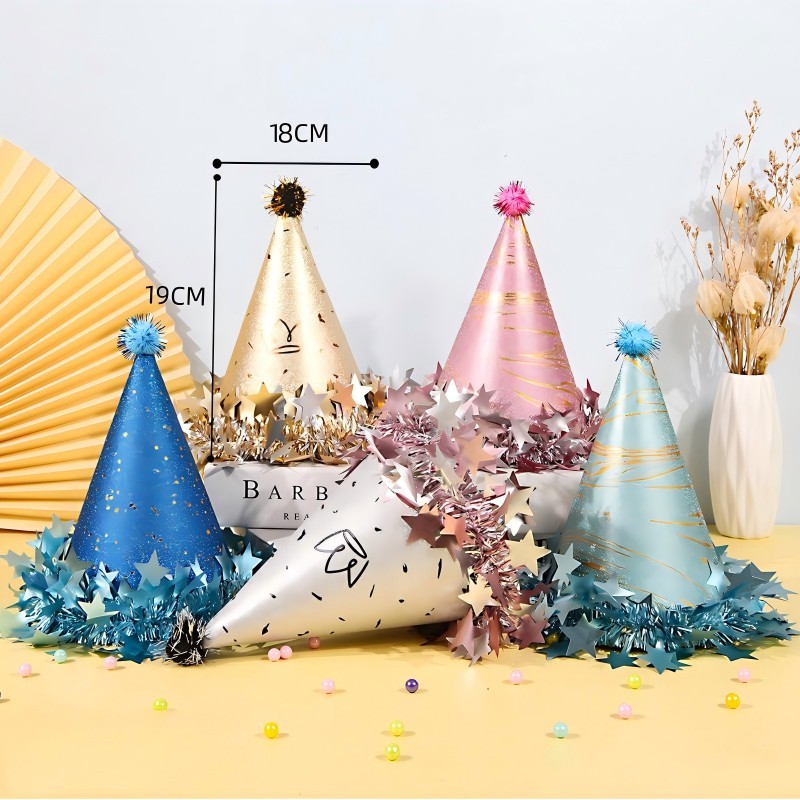 New five-pointed star tassel birthday hat party pearlescent pointed hat ...