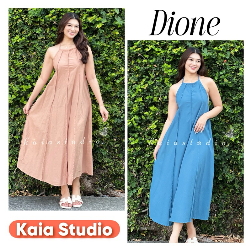 DIONE DRESS | Halter Backless Midi Linen Dress Womenswear | Kaia Studio | Shopee Philippines