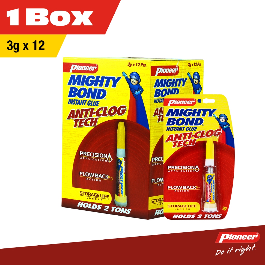 Pioneer Mighty Bond Anti Clog Tech Instant Glue 3g x12 | Shopee Philippines