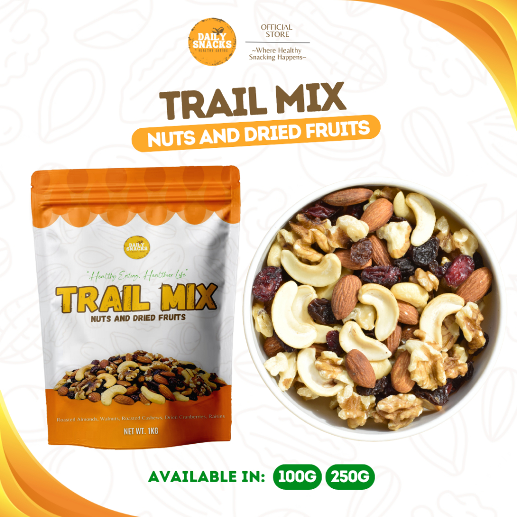 Daily Snacks Trail Mix Nuts and Dried Fruits - 100g & 250g in Ziplock ...