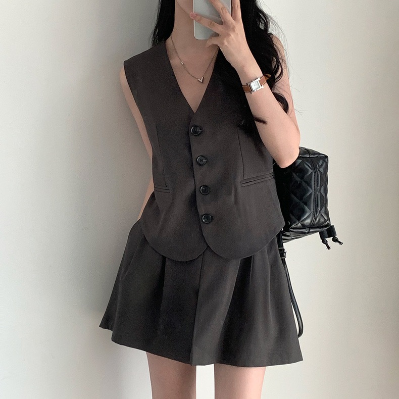 A3481 EZ Fashion Button Down Fake Pocket Belted Back Vest Top & Back ...