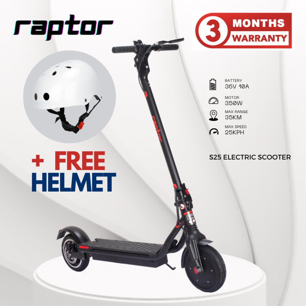 RAPTOR Electric Scooter (S25) for Adults with Free Helmet | Shopee ...