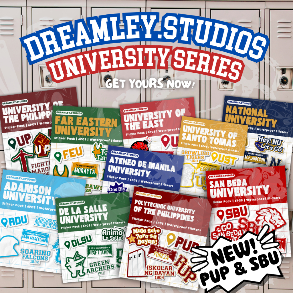 [Dreamley.Studios] University Stickers ADMU, ADU, FEU, DLSU, NU, PUP, SBU, UE, UP, UST, PLV,CEU ...