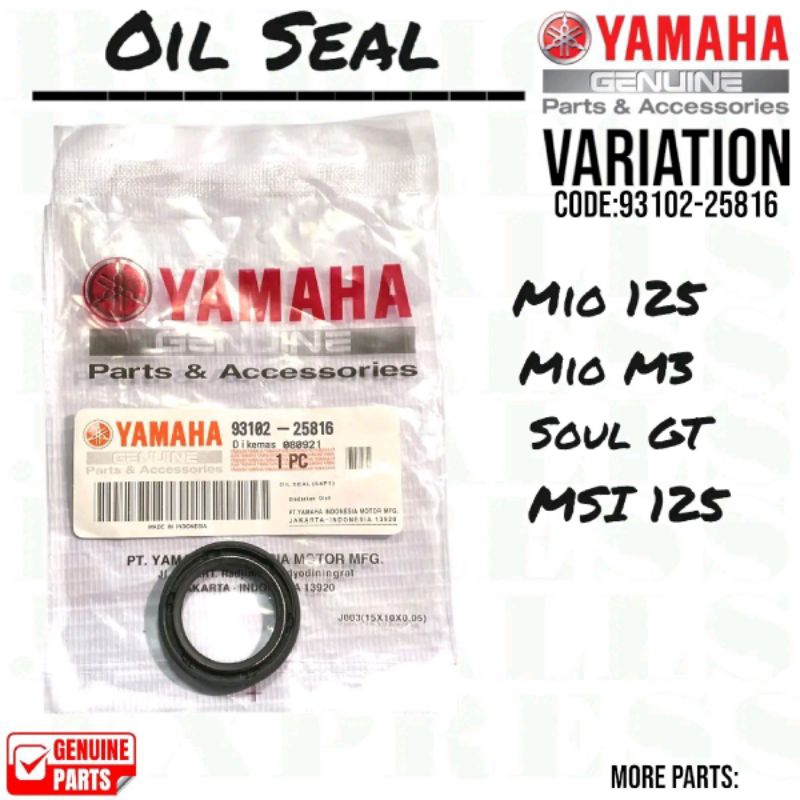 Oil Seal Yamaha Genuine Parts for Mio 125 / Mio M3 / Soul GT ...