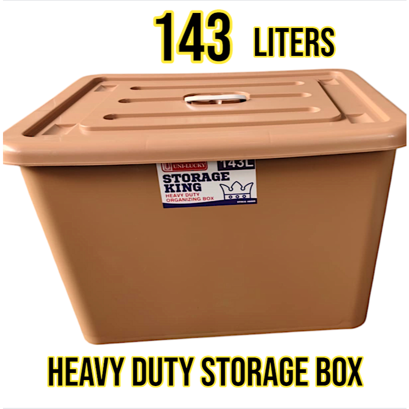 143 LITERS BIG STORAGE BOX ORANGE COLOR WITH LID COVER AND WHEELS ...