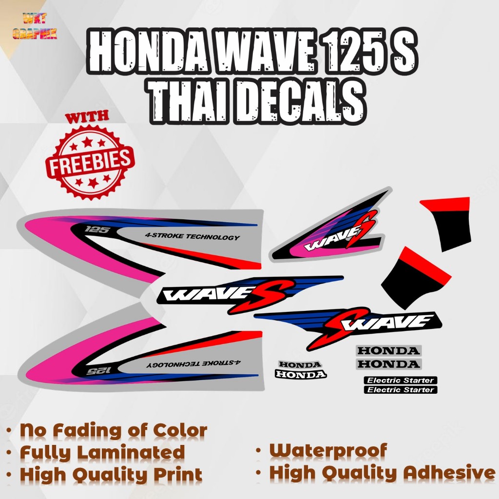 HONDA WAVE 125 S THAI DECALS (WATERPROOF, LAMINATED, FADE PROOF ...