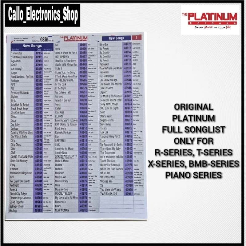 Platinum Full Songlist Volume 103 Reyna Series/Piano Series/T-SERIES (FULL SONGLIST ONLY ...
