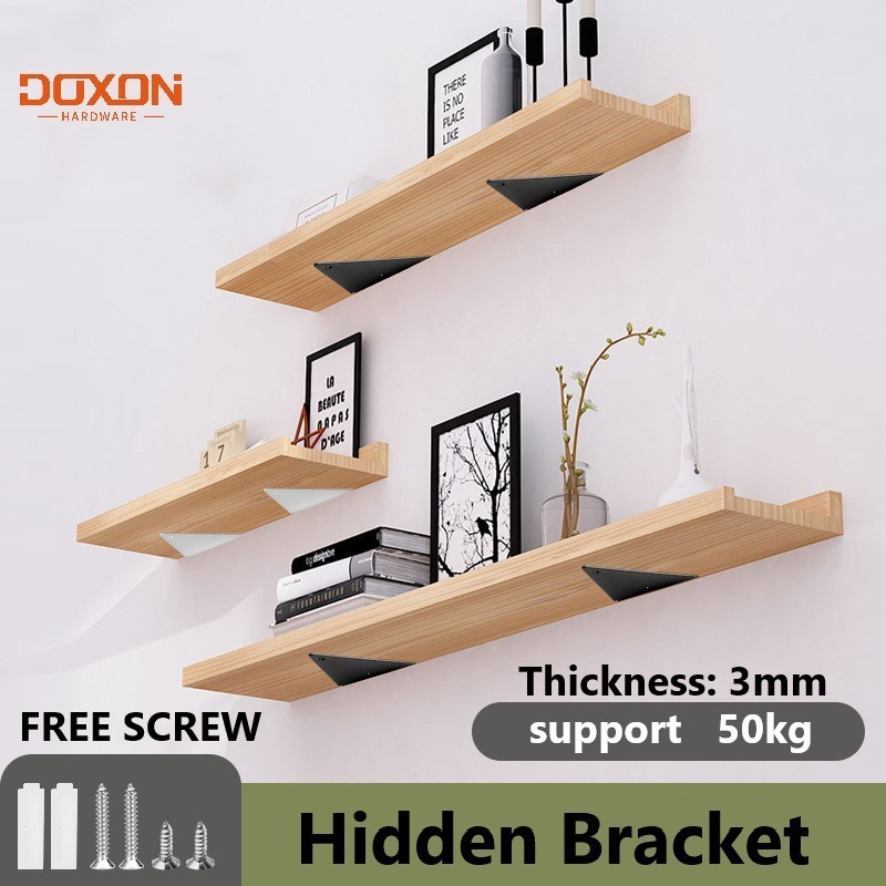 DOXON Hidden Wall Bracket Angle Bracket Black White Heavy Duty Shelf ...