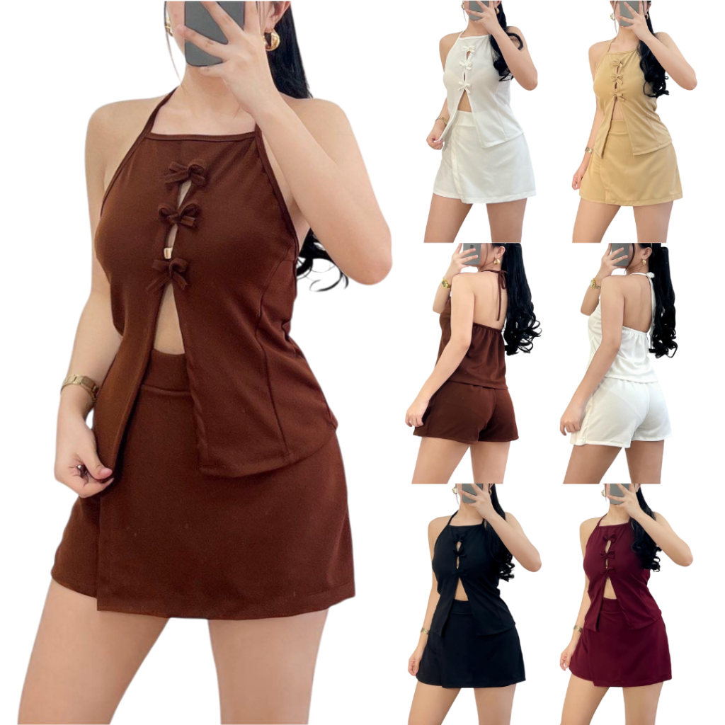 GC Crepe Plain Chinese Ribbon Sexy Coordinates for Ladies | Plain Top ...