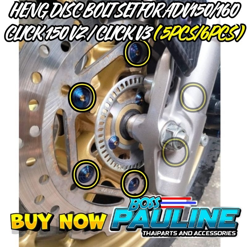 HENG FRONT DISC BOLT SET FOR ADV 150 / ADV 160 / CLICK 150 / CLICK V3 ...