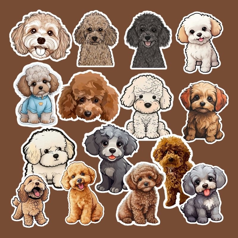 Poodle Dog Stickers | Vinyl Matte Laminated Waterproof and Scratchproof ...