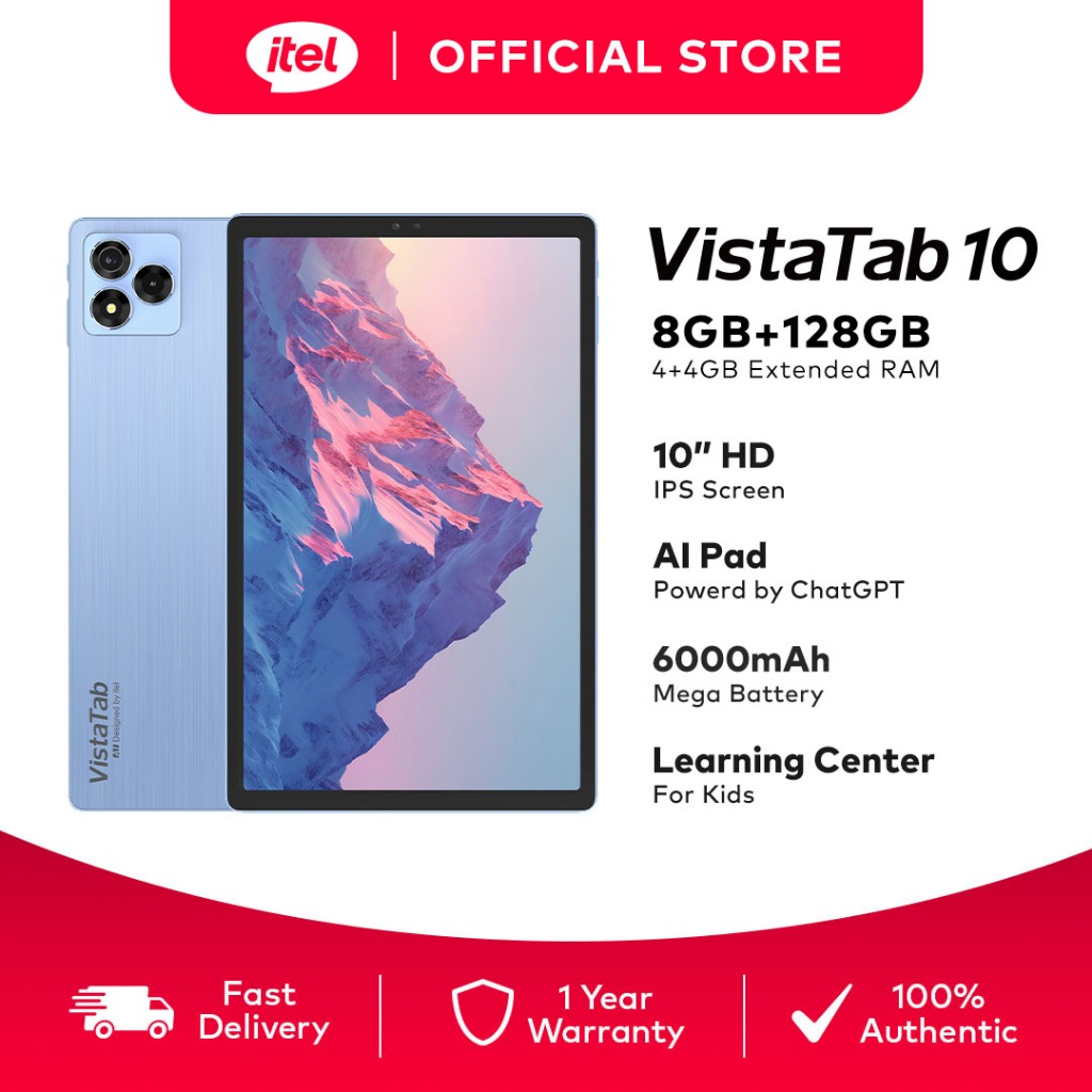 itel VistaTab 10 (4GB+128GB) 10.1" HD IPS Screen Dual Speakers AI ...