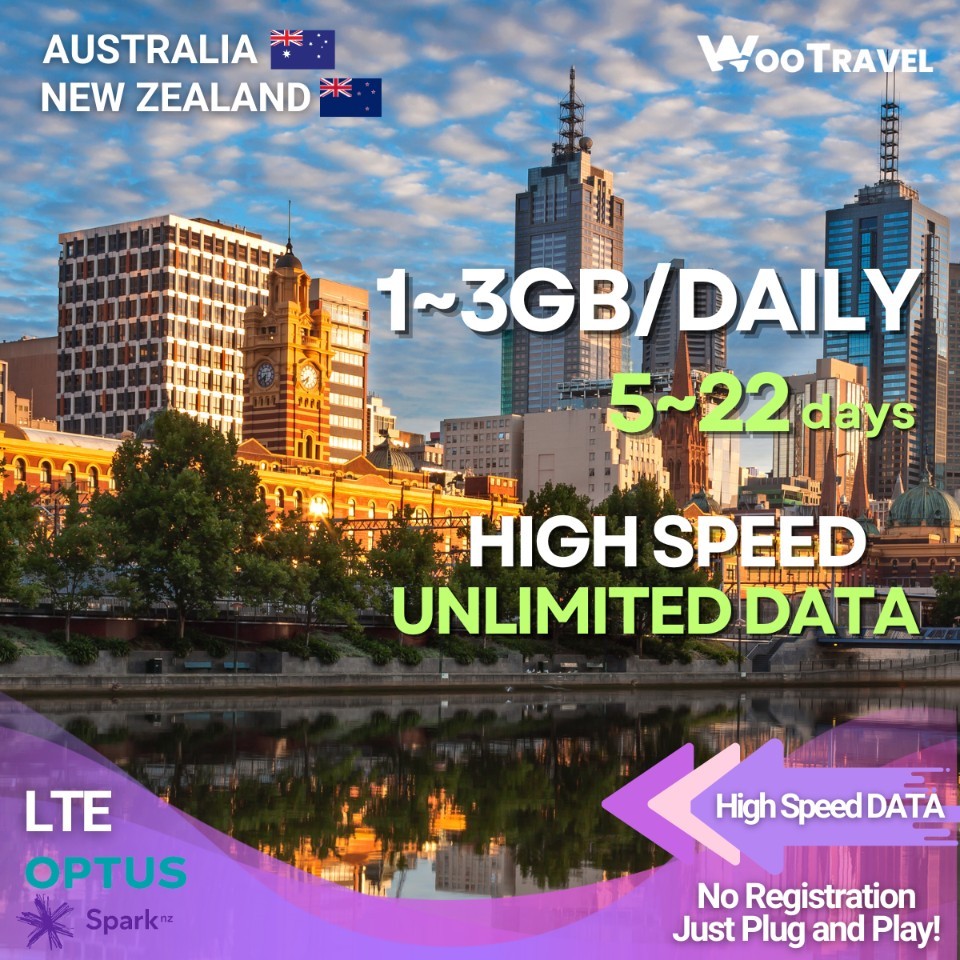 AUSTRALIA NEW ZEALAND Travel Sim Card【1~3GB/DAY HIGH SPEED】7~22 DAYS 4G/5G Data Unlimited Data ...