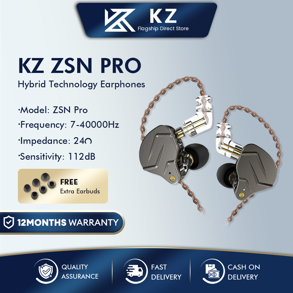 KZ ZSN Pro Metal Earphones 1BA+1DD Hybrid HIFI Bass Headset In-Ear ...