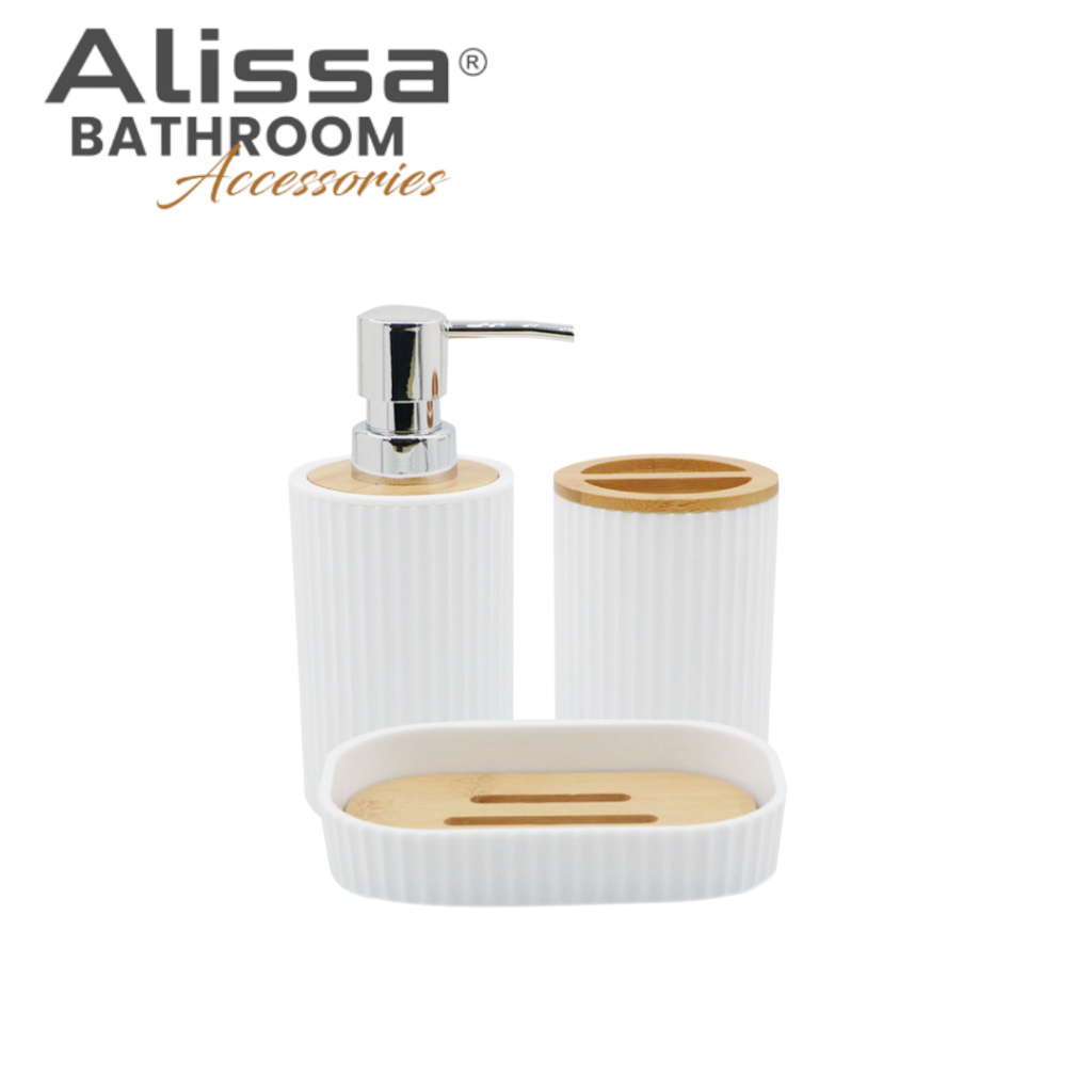 ALISSA 3-in-1 Bathroom Set White with Wooden Accent | Shopee Philippines