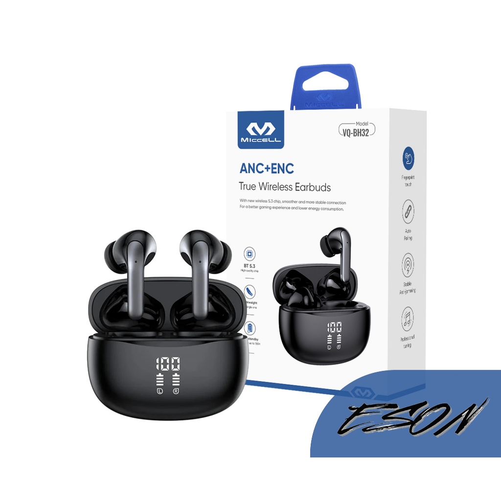 MICCELL BH32 ANC+ENC True Wireless Earphones (BLACK) - Esonshopph ...