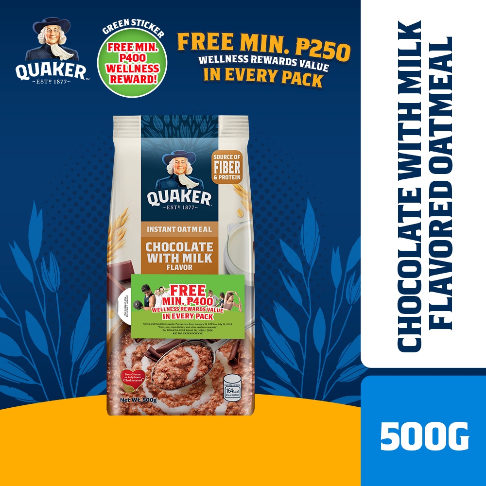 [SURE WIN PROMO] Quaker Flavored Oatmeal Chocolate with Milk 500g | Shopee Philippines