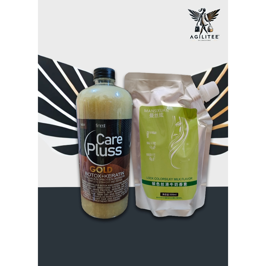 CarePluss Gold Hair Botox plus Keratin 1000ml with FREE LPP Hair Mask 500ml. ORIGINAL | Shopee ...