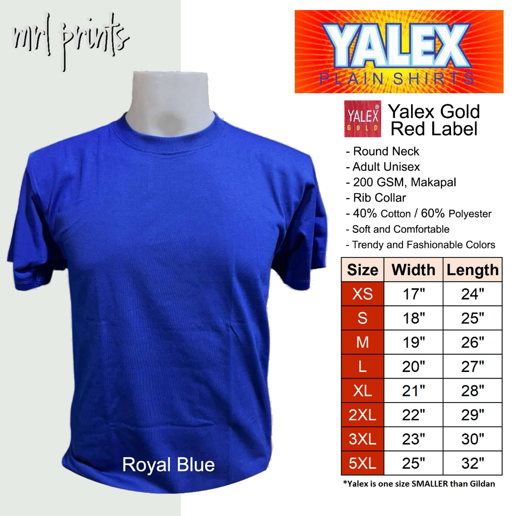 Yalex Plain Shirt Royal Blue Red Label Gold Makapal Premium Unisex ...